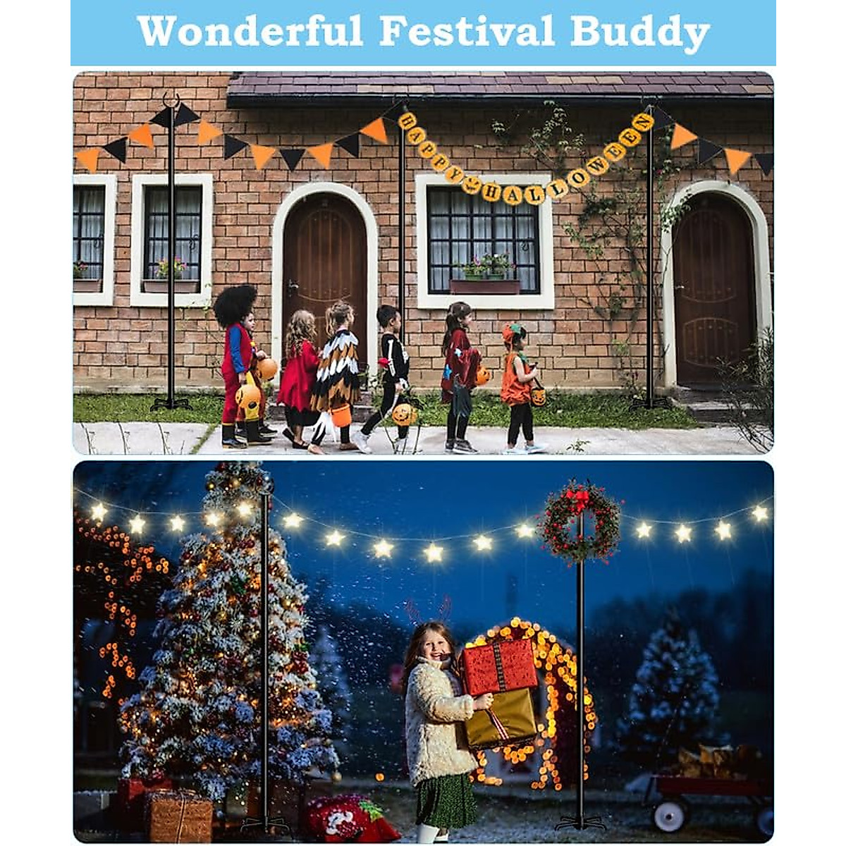 Sungaryard String Light Pole Stand for Outdoor String Lights Hanging, Use for Backyard, Garden, Patio, Party, Festival, Wedding, Picnic, 10FT, Matte, 1 Pole