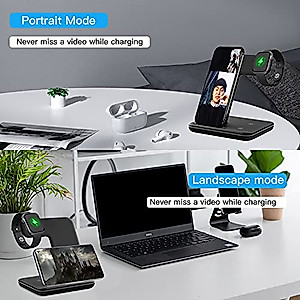 3 in 1 Fast Wireless Charging Station for iPhone/iWatch/Airpods, Wireless Charger Stand for iPhone 14/13/12/11/Pro Max/X/Xs Max/8/8 Plus, iWatch Series 8/7/6/5/SE/4/3/2, AirPods 3/2/pro (Z5A,Black)