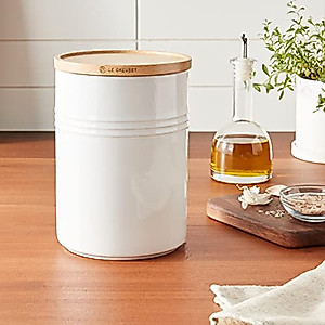 Le Creuset Stoneware Canister with Wood Lid, 2.5 qt. (5.5" diameter), White