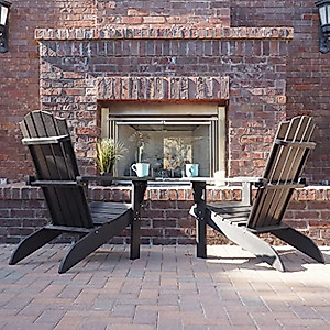 PolyTEAK Adirondack Chair Set of 4, Premium Weather Resistant Poly Lumber, Outdoor Patio Furniture, Up to 300 lb, Plastic Adirondack Chairs for Porches, Decks, and Pool Side, Element Collection, Black