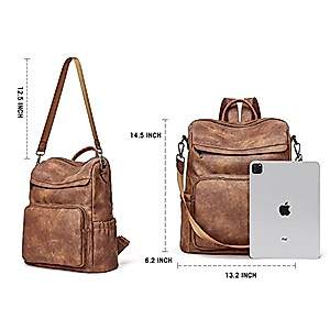 Botimmy Leather Backpack Purse for Women Fashion Convertible Ladies Shoulder Bags Large Travel Bag Casual Bookbag purse