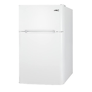 Summit Appliance CP34W ENERGY STAR Certified 19" Wide Counter Height 2-Door Refrigerator-Freezer in White with Cycle Defrost, Adjustable Thermostat, Interior Light