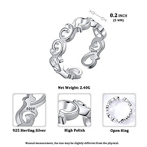 ChicSilver 925 Sterling Silver Ring Celtic Knot Heart High Polish Eternity Wedding Band Stackable Ring for Women Men