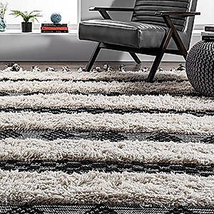nuLOOM Striped Delia Wool Runner Rug, 2' 6" x 8', Ivory