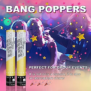 Workkeep Gender Reveal Confetti Powder Cannon - Set of 4 - Pink Only for Baby Girl with Pink Confetti Cannon Smoke Bombs, Gender Reveal Poppers with Gender Reveal Decorations Party Poppers