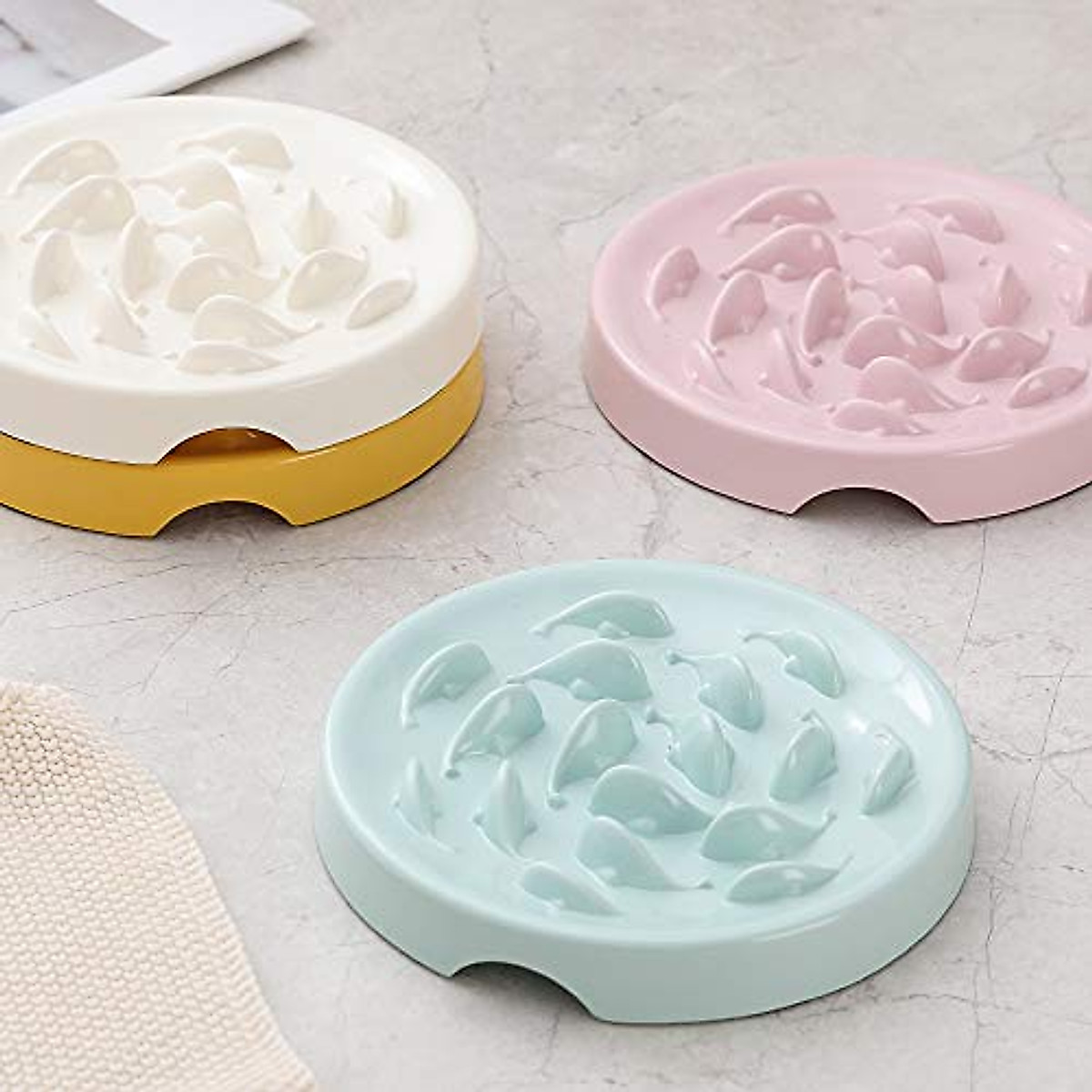 Slow Feeder Cat Bowl,Melamine Fun Interactive Feeder Bloat Stop Puzzle Cat Bowl Preventing Feeder Anti Gulping Healthy Eating Diet Pet Dog Slow Feeding Bowls Against Bloat, Indigestion and Obesity