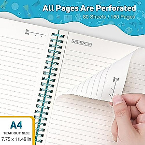 3 Pack Spiral Notebook 8.5" x 11", 1 Subject Notebook College Ruled with Pockets, Large Lined Spiral Journal Notebook, 480 Perforated Pages 100gsm Thick Paper,Cute Notebook for Office School Supplies