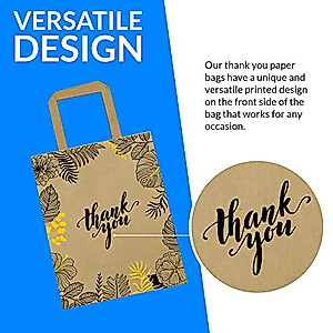 Reli. Paper Bags | 110 Pcs Bulk | 8"x4.5"x10.25" | Paper Thank You Bags | Brown Paper Bags with Handles, Printed | Small Thank You Gift Bags for Guests | Gifts, Wedding, Merchandise, Business