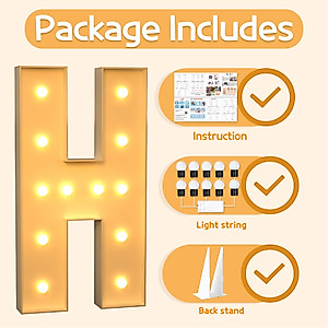 imprsv 4FT Marquee Light Up Letters H, Large Light Up Letters for Baby Shower Anniversary Wedding Room Decor, Big Letters for Party Decoration, Happy Birthday Letter, Foam Letter, LKids' Mosaic Kits