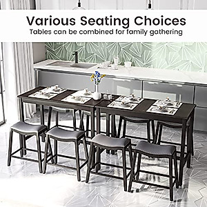 GOFLAME 5 Pieces Bar Table Set, Bistro Table Set for 4, Counter Height Pub Table with 4 Upholstered Stools, Modern Kitchen & Dining Room Table Set, Breakfast Table Set for Home, Restaurant, Pub