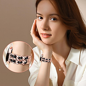 G-ficu Galaxy Watch 7 6 5 4 FE Band 20mm Chain Band for Samsung Galaxy Watch 4 5 6 7 Band 40mm 44mm, Women Metal Band for Samsung Watch Bands/5Pro/Watch 4 6 Classic/Watch 3 41mm/Active 2-Rose Gold