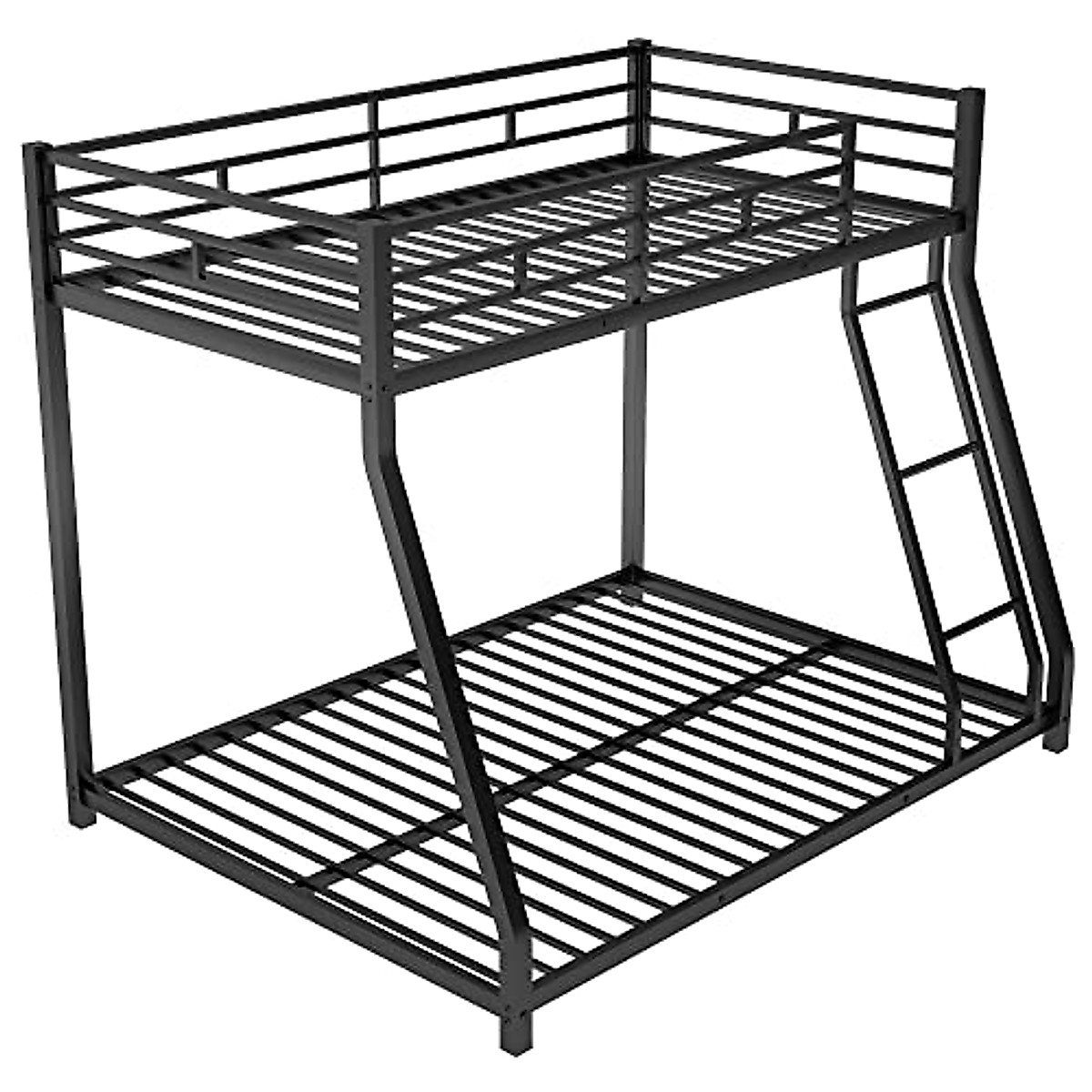 Lifeand Twin Over Full Bunk Bed with Metal Frame, Guardrail and Ladder, Space-Saving Design, Metal Bed for Kids&Teens,Black