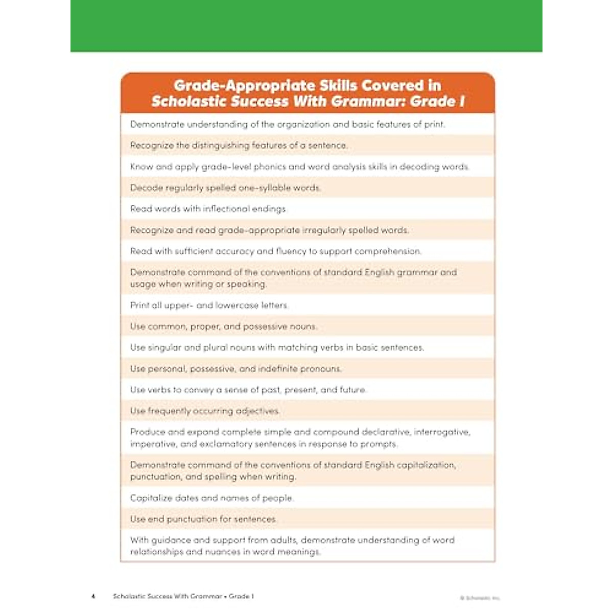 Scholastic Success with Grammar Grade 1 Workbook