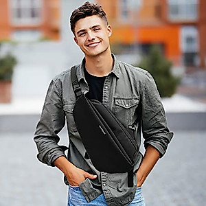 DREETINO Black Sling Bag for Women Men Waterproof Backpack for Travel Crossbody Chest Multipurpose Daypack