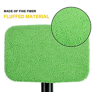 eFuncar Microfiber Cleaning Cloth for Windshield Cleaning Tool, Windshield Cleanner Wand Replaceable Glass Cleaning Bonnets, Interior Auto Window Cleaner Washing Pads, Fit 5”, Green, 5 Pack