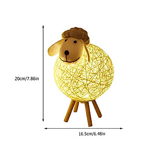 Lamb Night Light Cute Sheep LED Bedside Nursery Lamp Animal Desk Lamp Battery Powered Globe Light Decoration for Birthday Home Dorm Decor Yellow