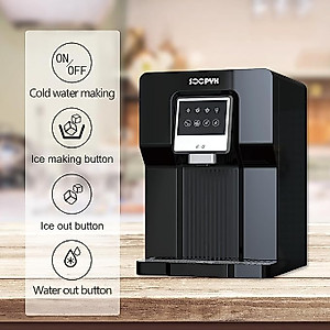 SOOPYK Countertop Bottleless Water Cooler Dispenser with Ice Maker with Water Line 18LBS Daily Capacity (Without Filter)