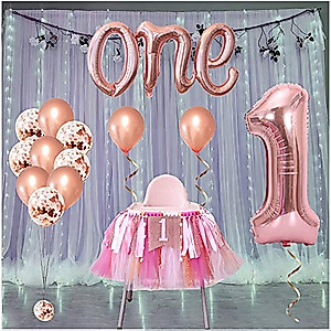 Asonlye Rose Gold One Letter Balloon and 1 Balloon for First Birthday, Rose Gold Letter one Balloon 1 Large Balloons and Confetti Balloon, Great for 1st Birthday Balloons Decoration