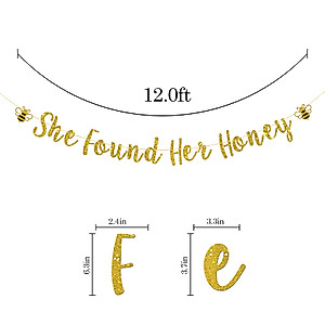 Talorine She Found Her Honey Banner, Bee Bridal Shower Decorations, Honey Bee Bride to Bee Bridal Shower Engagement Wedding Bachelorette Party Supplies,Gold Glitter