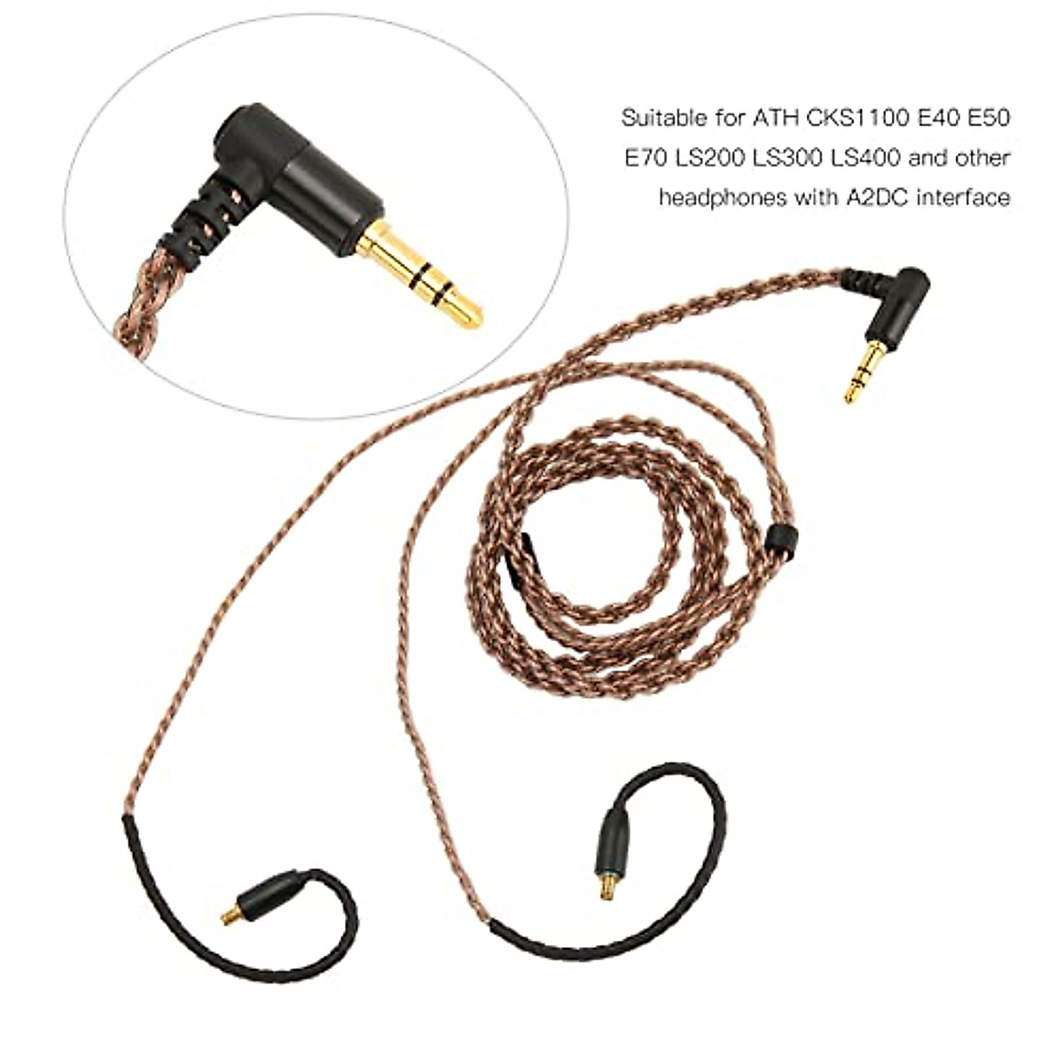 VINGVO Replacement Headphone Upgrade Cable, Noise Canceling Rustproof Replacement Headphone Cable A2DC Interface for CKR100 for LS300 for LS200 for E40
