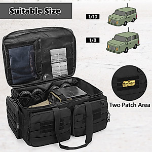 GOBUROS RC Storage Bag for 1/8 and 1/10 Car, RC Carrying Case with Bottom Solid Clapboard for Support and Multi-Pockets for RC Tools (Patent Design)