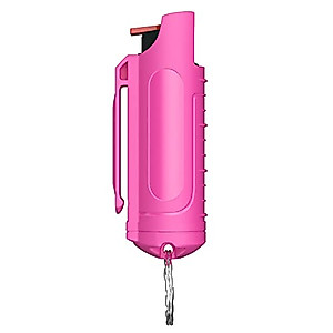 AIMHUNTER Pepper Spray Max Police Strength OC Pepper Spray Pepper Spray with Quick Release for Easy Access Self Defense Finger Grip for Accurate Aim 10-Foot (3M) Range 25 Bursts (Pink)
