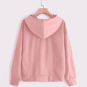 Cute Hoodies For Teen Girls, Loose Fit Hoodies For Women 2023 Fall Fashion Sweatshirt Tops Casual Long Sleeve Hooded Blouse Heart Print Pullover Cute Clothing