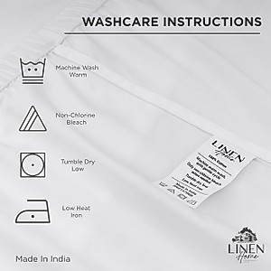 Linen Home 100% Cotton Percale Pillowcases Queen Size, White, 2 Pieces of Pillow Case, Crisp and Cool Strong Bed Linen, 20 inches X 30 inches