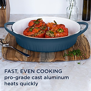 CorningWare, Non-Stick 4 Quart QuickHeat Braiser with Lid, Lightweight, Ceramic Non-Stick Interior Coating for Even Heat Cooking, Perfect for Baking, Frying, Searing and More, French Navy