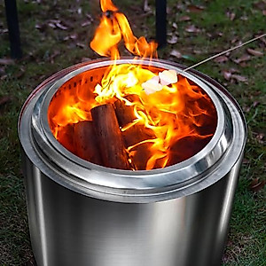 WOXYX Stainless Steel Smokeless Fire Pit,Portable Wood Burning Fireplace with Removable Ash Pan, Large Outdoor Firepit