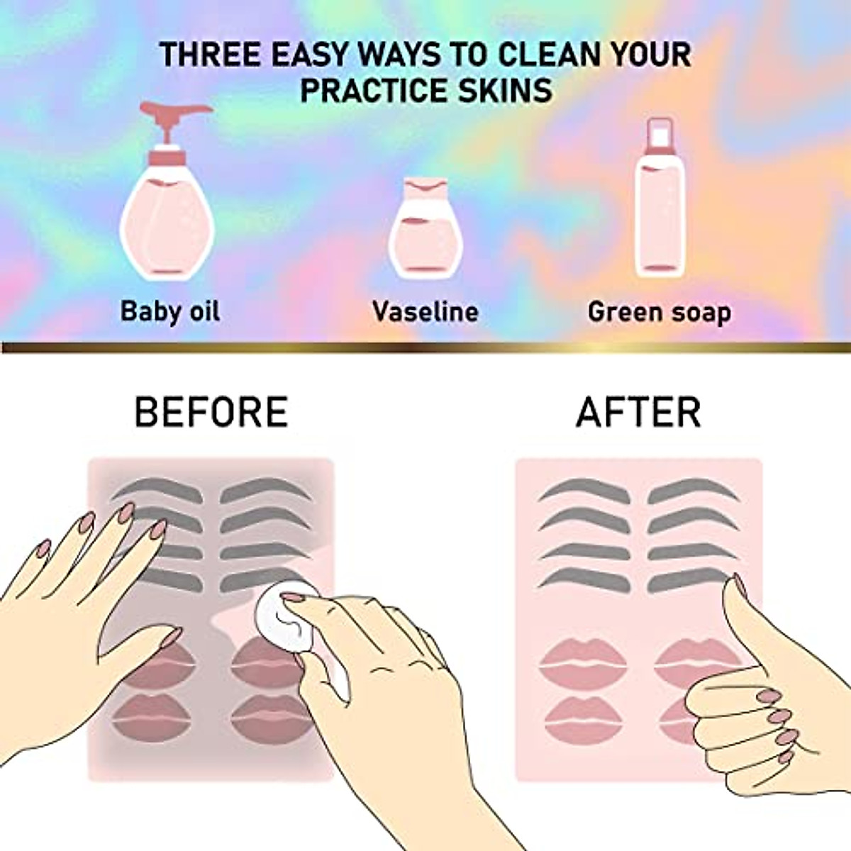 BRAWNA [ Upgraded Version ] Eyebrow Practice Stencil with Microblading Practice Skin | Microblading Template for Eyebrow Tattoo | Microblading Training Supplies | PMU Kit | 10 brow Shapes