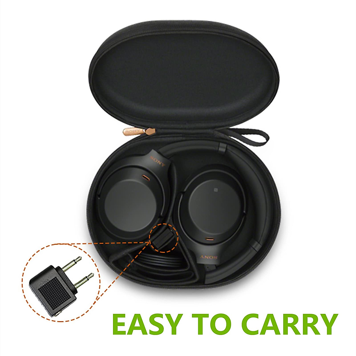 WH-1000XM4 Airplane Headphone Adapter Replacement for Sony WH-1000XM3 WH-1000XM2 MDR-1000X EX750NA Headphone-3.5mm Golden Plated Airline Earphone Adapter for in-Flight Entertainment System(2 Pack)