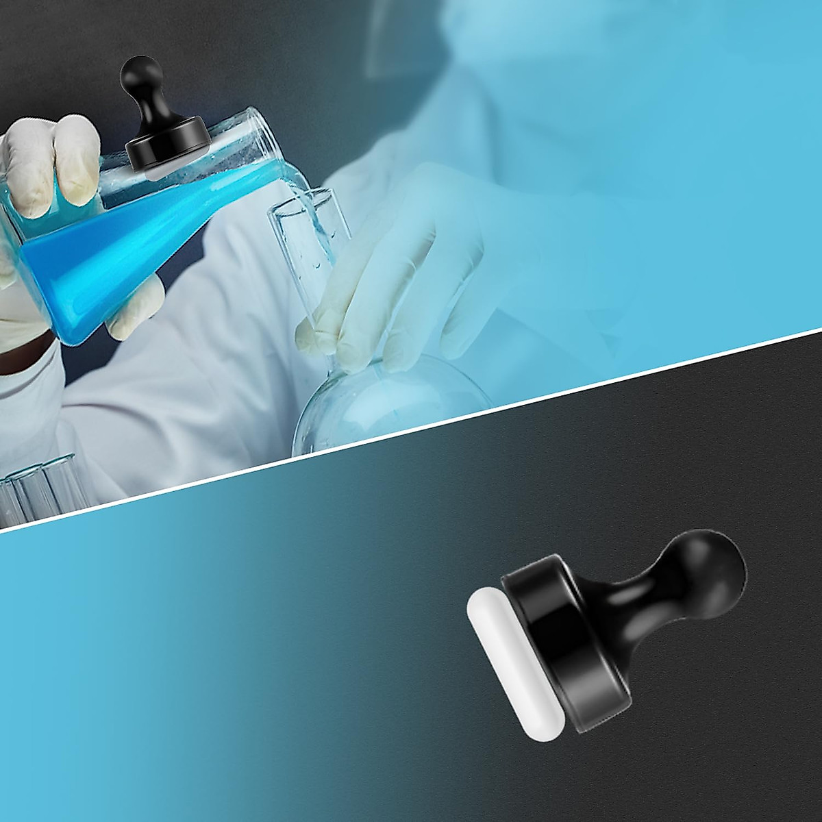 ANZESER 4 Pcs 30mm(1.8 inch) PTFE Magnetic Stirrer Mixer Stir Bar,Laboratory Bar,Stir Plate Bar + Black Stir Bar Retriever, Magnetic Retriever