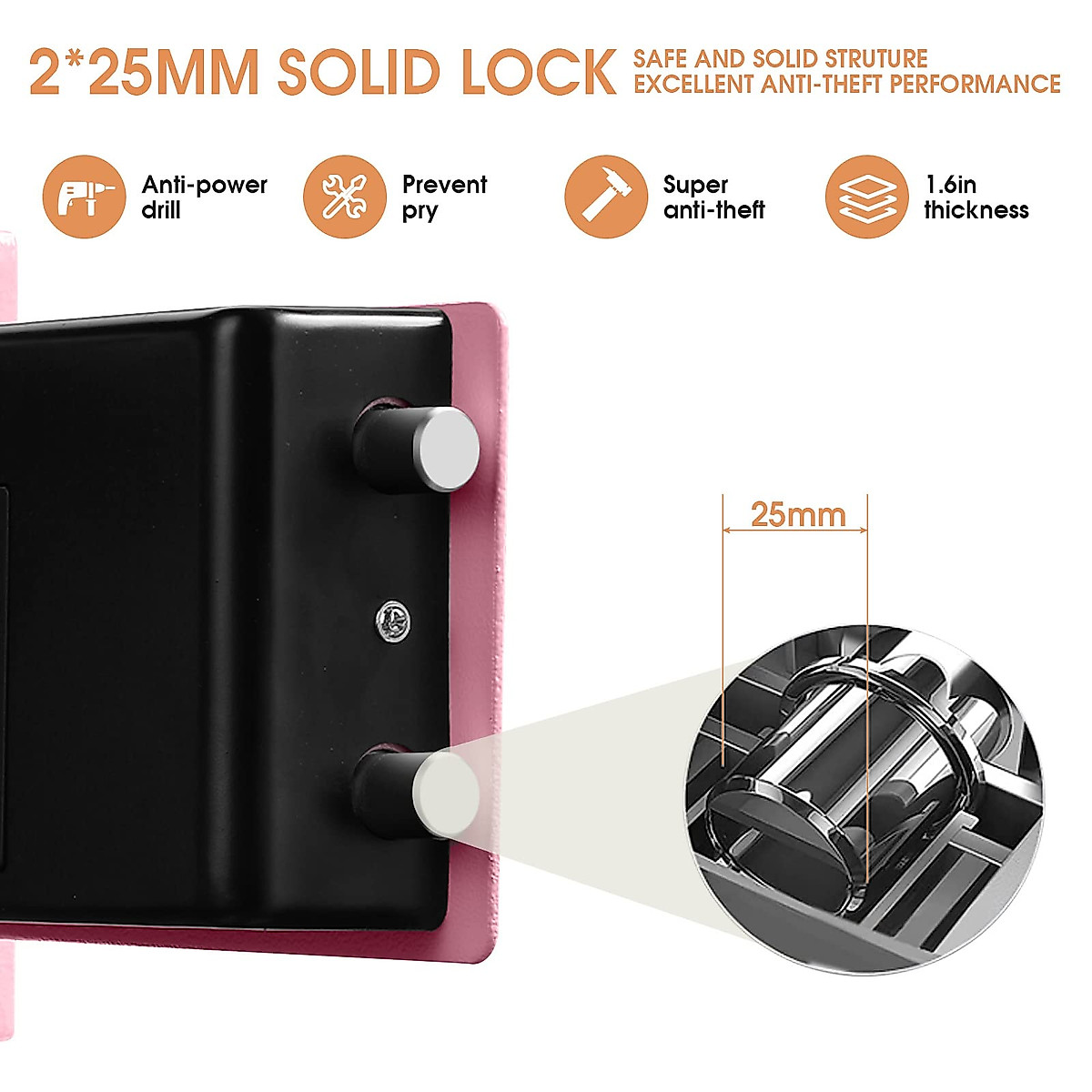 Fireproof Small Safe Box for Money, 0.23 Cu ft Mini Fireproof Safe with Combination Lock, Digital Safe for Kids Home Hotels Business (17sp-pink-1)