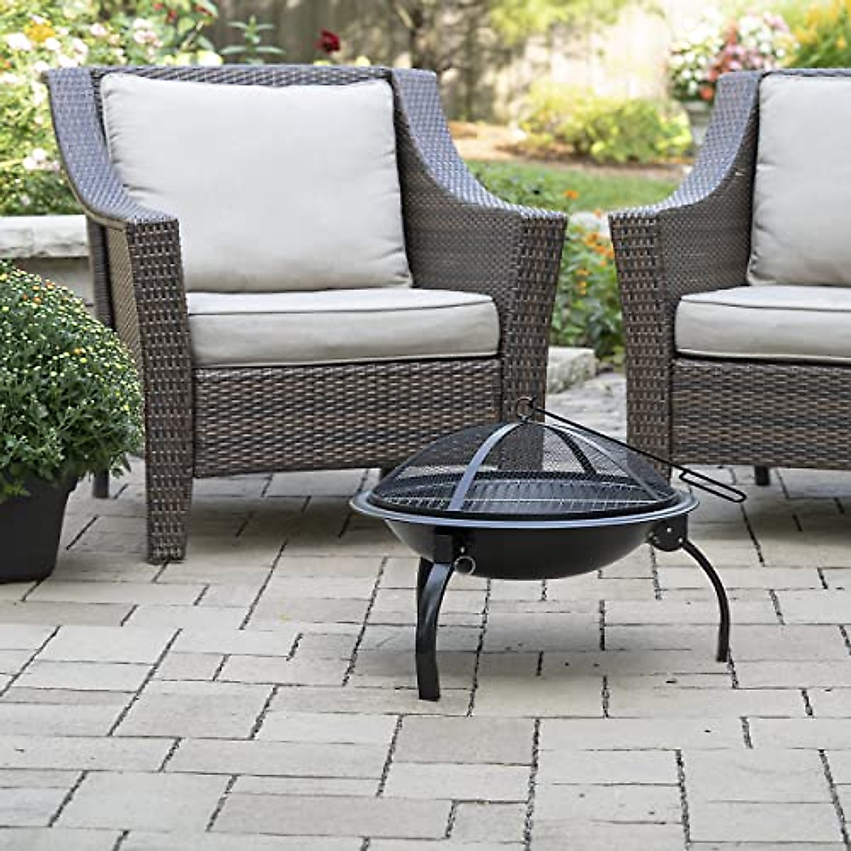 Blue Sky Outdoor Living WBPFP22 21.25” Round Folding Leg Portable Wood Fire Pit