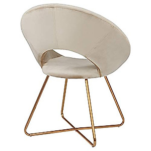 Duhome Modern Accent Velvet Chairs Dining Chairs Single Sofa Comfy Upholstered Arm Chair Living Room Furniture Mid-Century Leisure Lounge Chairs with Golden Metal Frame Legs 1 PCS Khaki