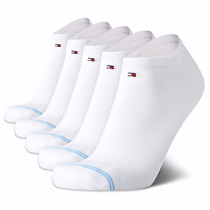 Tommy Hilfiger Men's 5 Pair Casual Liner Sockshosiery, white, Shoe Size 7-12