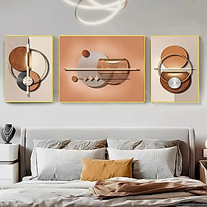 homary Abstract Wall Art Modern Canvas Wall Art Set of 3 Geometric Print Painting with Frame Wall Decor for Living Room