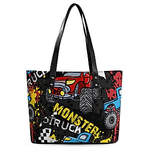Womens Handbag Truck Pattern Leather Tote Bag Top Handle Satchel Bags For Lady