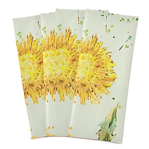 Jihqo Yellow Dandelion Dish Towels for Kitchen Soft Tea Towel Set of 4 Absorbent Dishcloths Hand Towels for Drying Dish Cloths 28" x 18"