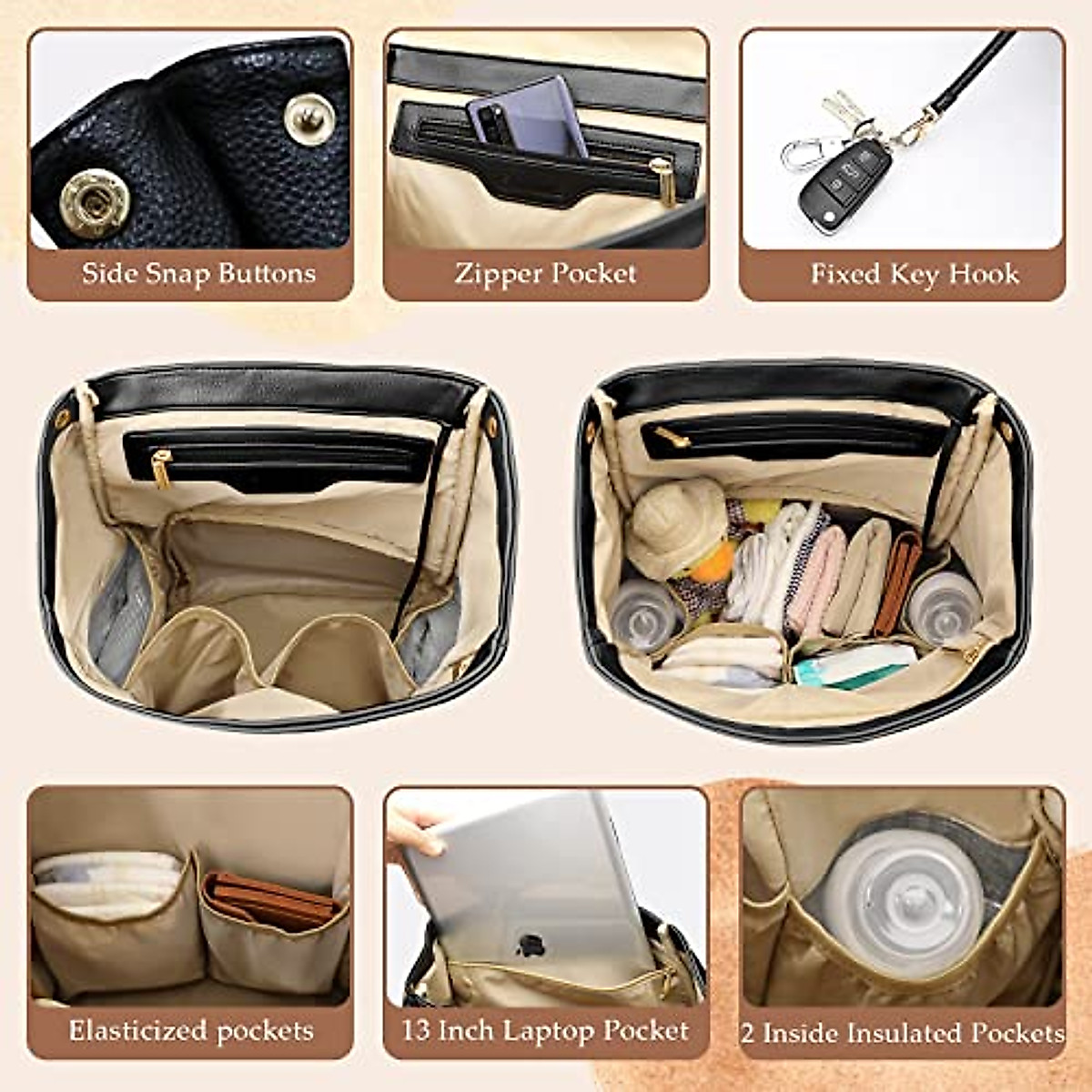 Omanmoli Diaper Bag Backpack Leather Diaper Bag Backpack Baby Bag Diaper Bag Organizer