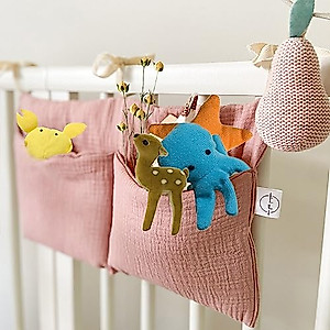 Green Diaper Caddy Organizer Diaper Stacker Baby Crib Hanging Pocket with Straps Classified Storage Bag Organizer for Nursery Diapers Wipes Baby Essentials