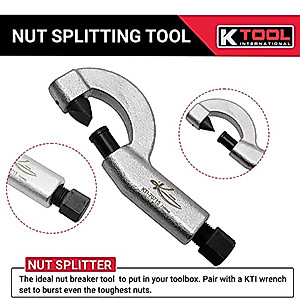 K Tool International 70715 Universal Automotive Nut Splitter Tool for Garages, Repair Shops, and DIY, Splits Nut Sizes 1/8"-15/16", 360 Degree Rotating Cutter, Heat Treated Drop Forged Frame, Silver