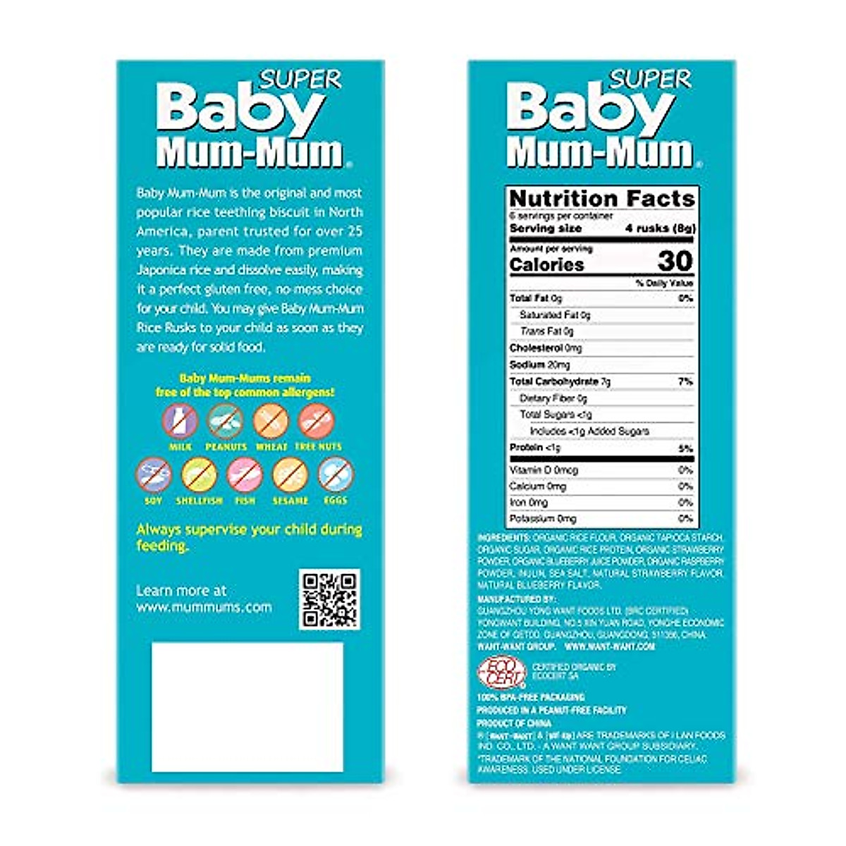 Baby Mum-Mum Organic Super Berries Rusks 1.76 Ounce, 24 Count (Pack of 6)