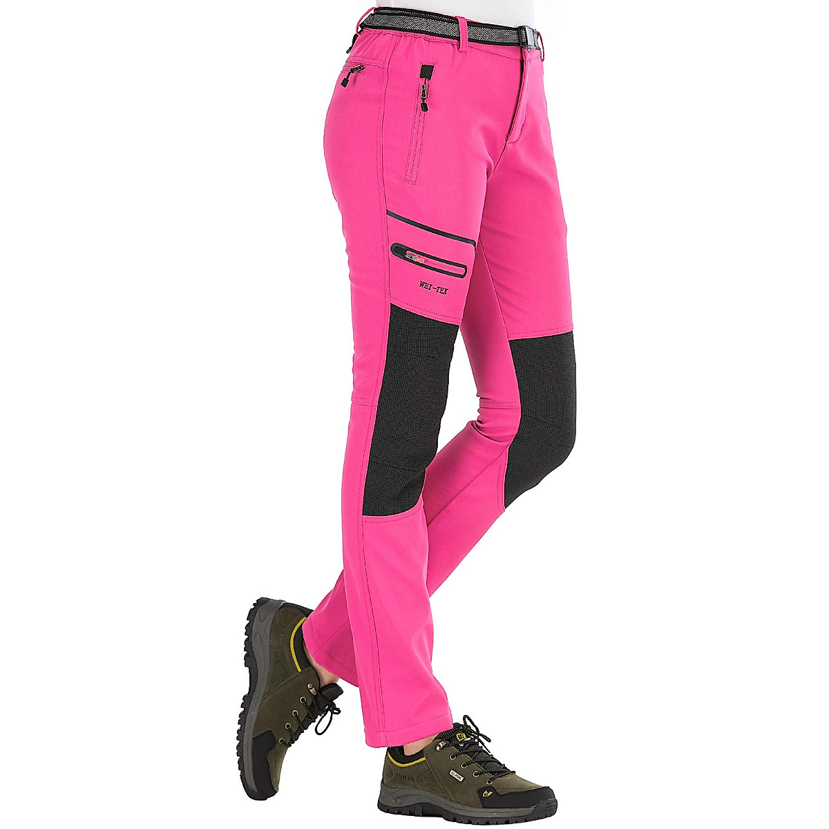 DAFENGEA Women's Snow Ski Pants Fleece Hiking Waterproof Windproof Softshell Outdoor Snowboard Pants,CFK1682W-Pink-S