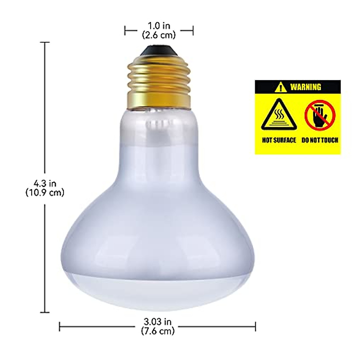 Infrared Heat lamp Basking Spot Light Bulb，LEDESIGN 75 Watt White Heat Lamp Bulbs for Reptiles and Amphibian Use, 2 Packs (White)