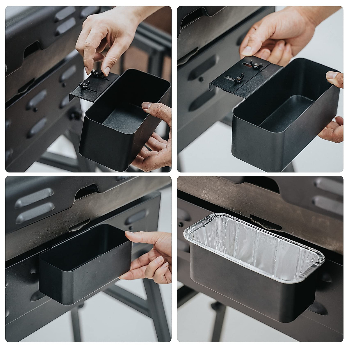 Stanbroil Griddle Grease Cup Tray Holder Catcher Pan with 10 Pack Aluminum Drip Pans Rear Grease Cup Liners for Blackstone 17", 22", 28", 36" Griddles