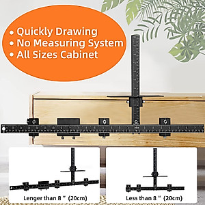 Cabinet Hardware Jig, Adjustable Drill Guide Template Tool with Extensions for Oversized Handles, Accurate for Door Drawer Front Knobs Handles and Pulls,All Aluminum Alloy