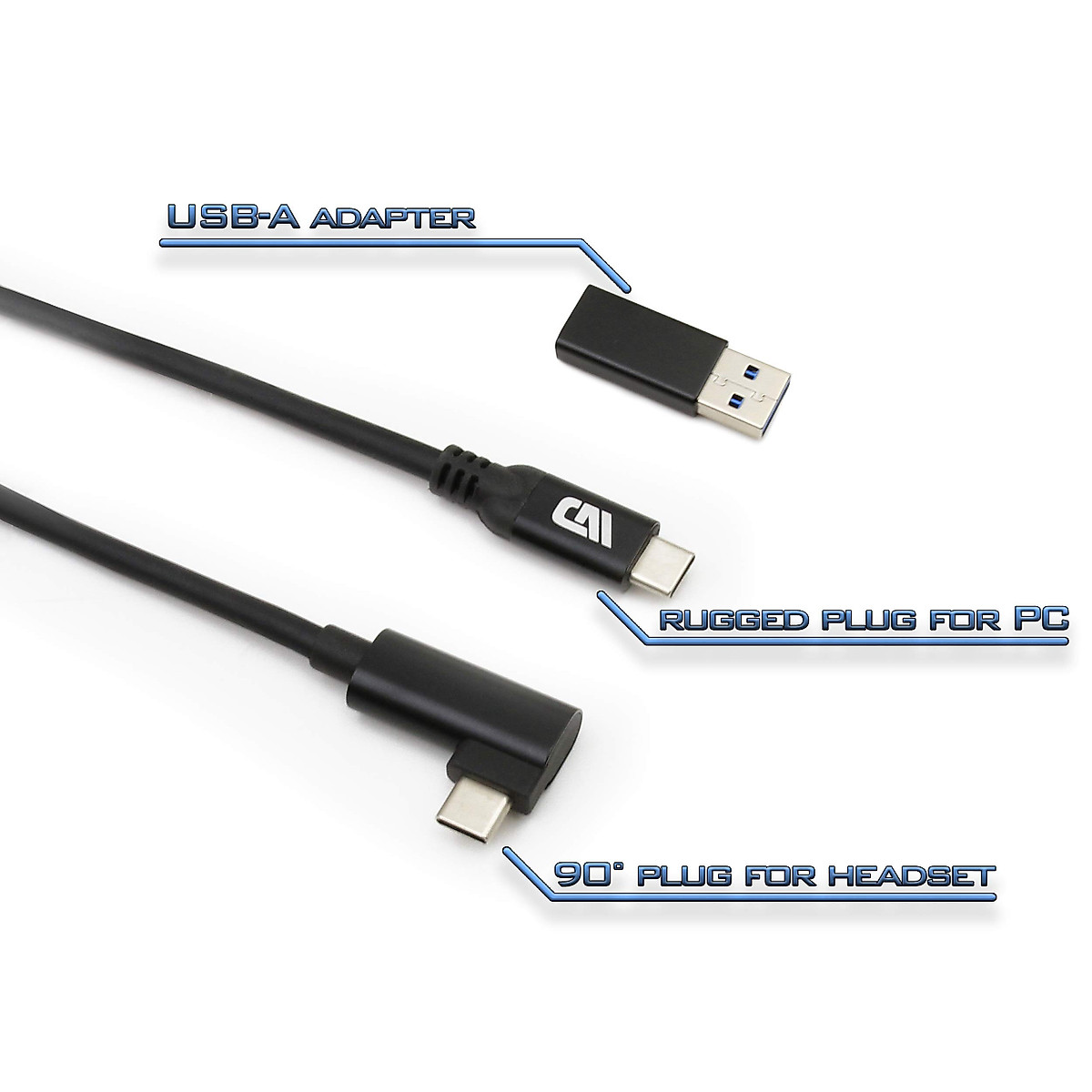 CASEMATIX 13FT USB C Cable Compatible with Oculus Quest 2 Link - USB 3.2 Type-C High-Speed Data and Charging Compatible, Included USB-A Adapter