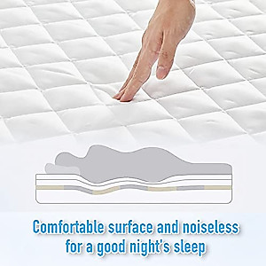 HYLEORY California King Size Waterproof Mattress Pad Protector, Breathable Quilted Mattress Cover Noiseless Waterproof Fitted Sheet Mattress Topper Upto 21" Deep Pocket, White